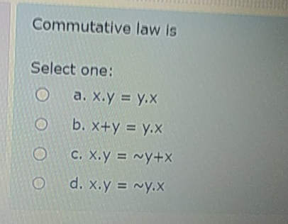 Solved Commutative law isSelect | Chegg.com