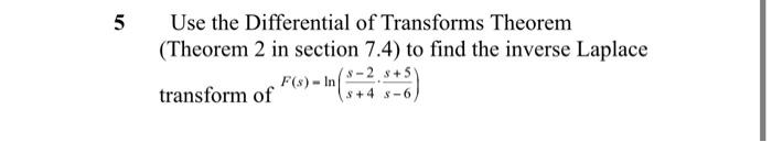 Solved Use the Differential of Transforms Theorem (Theorem 2 | Chegg.com