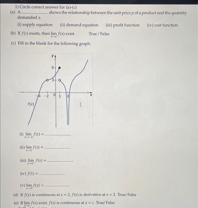 Solved 1) Circle correct answer for (a)-(c) (a) A shows the | Chegg.com