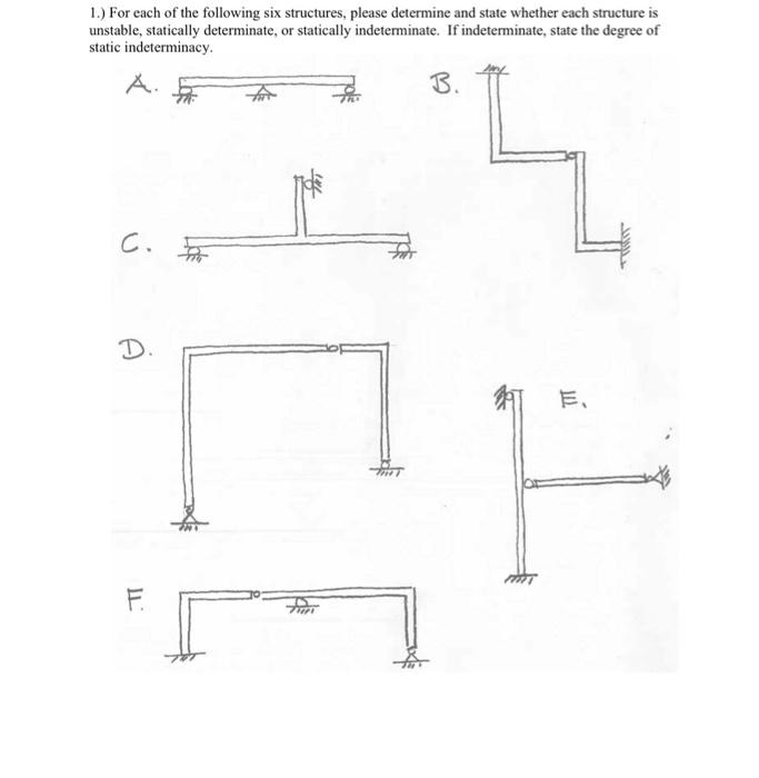 Solved 1.) For each of the following six structures, please | Chegg.com