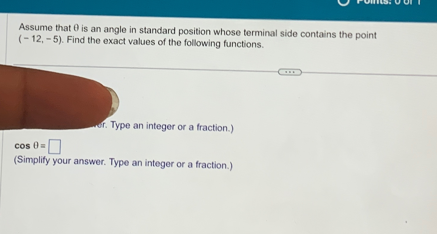 Solved Assume that θ ﻿is an angle in standard position whose | Chegg.com