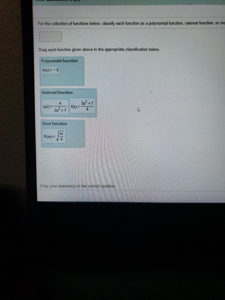 Solved For the collection of functions below, classify each | Chegg.com