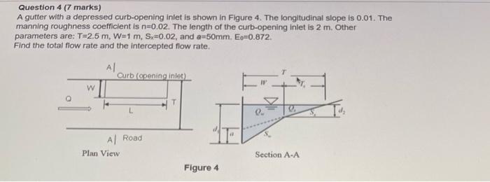 Solved Question 4 (7 marks) A gutter with a depressed | Chegg.com