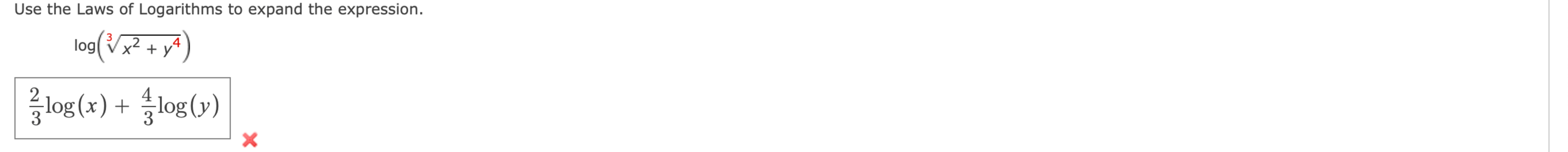 Solved Use the Laws of Logarithms to expand the | Chegg.com