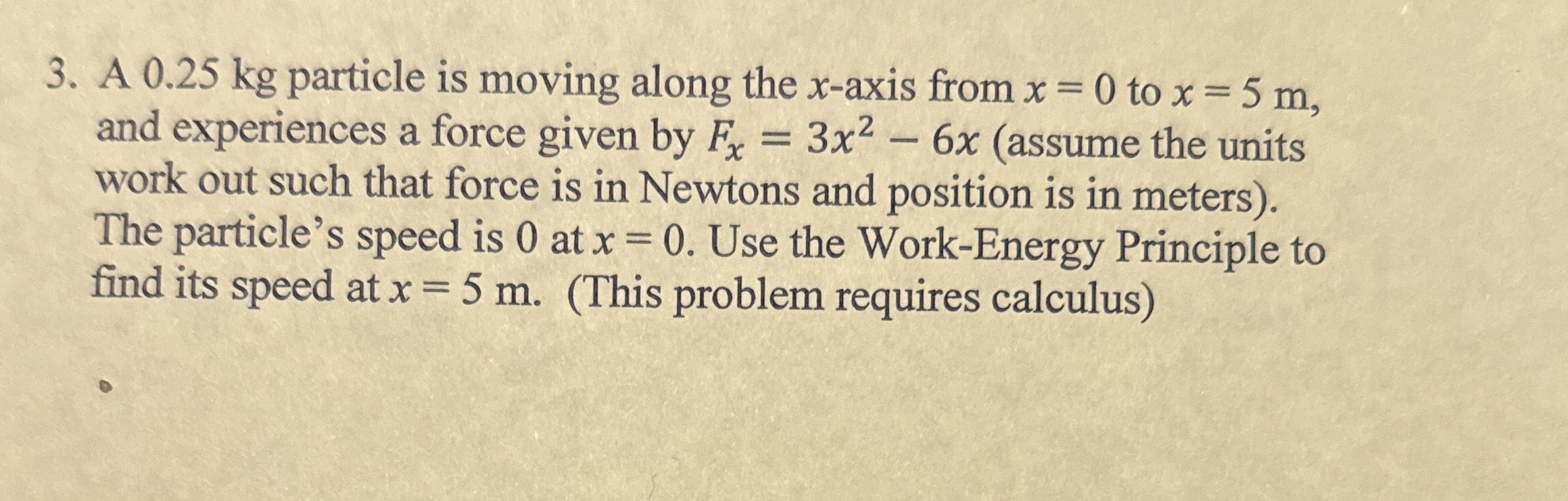Solved A 0.25 ﻿kg particle is moving along the x-axis from | Chegg.com