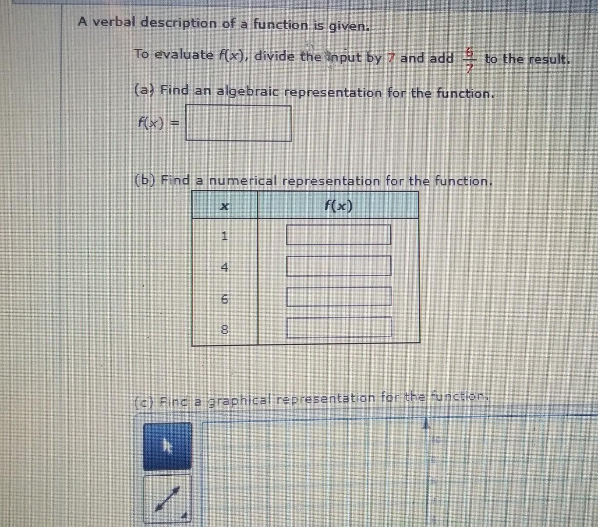 Solved (b) Find a numerical representation for the function. | Chegg.com