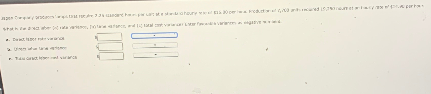 Solved What is the direct labor (a) ﻿rate variance, (b) | Chegg.com