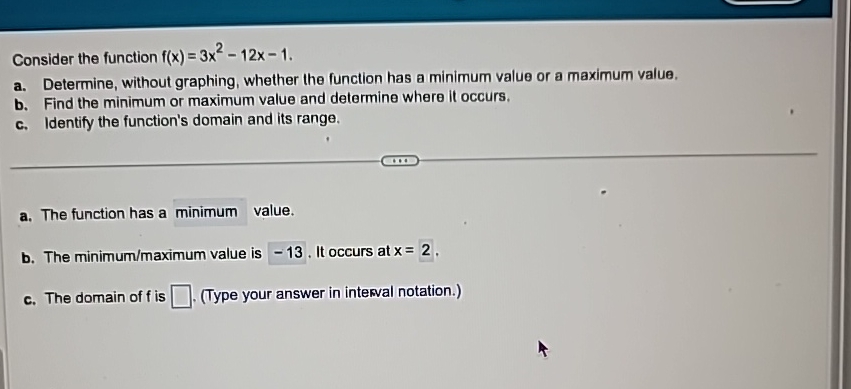 Solved Consider The Function F X 3x2 12x 1 A ﻿determine