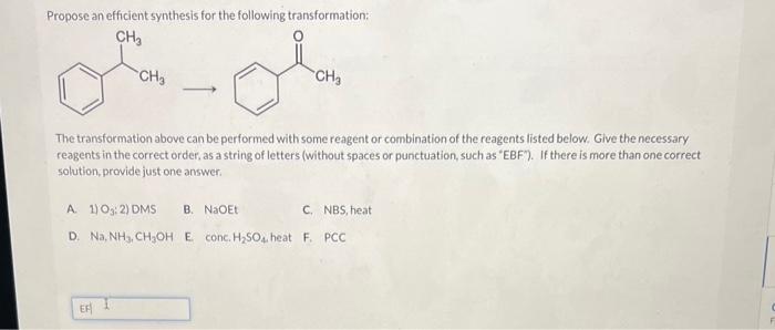 Solved Propose an efficient synthesis for the following | Chegg.com