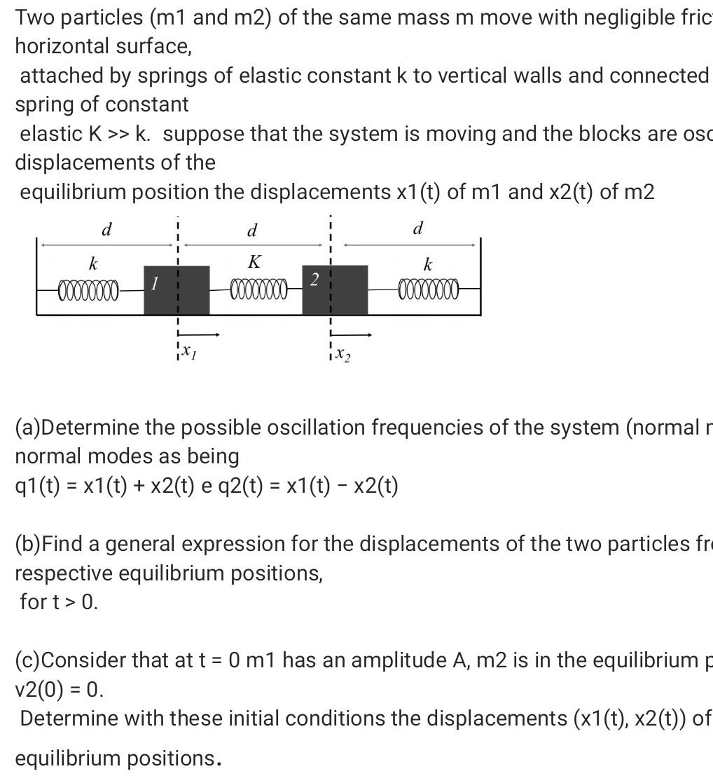 Solved Two particles ( m1 and m2 ) of the same mass m move | Chegg.com