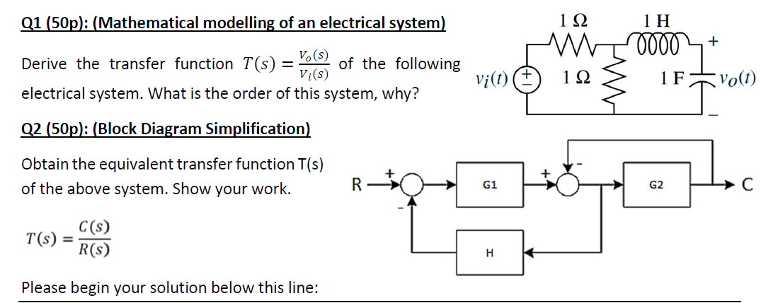 Solved Q1 (50p): (Mathematical modelling of an electrical | Chegg.com