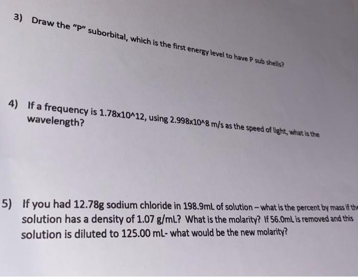 Solved 3) Draw the "P" suborbital, which is the first energy | Chegg.com
