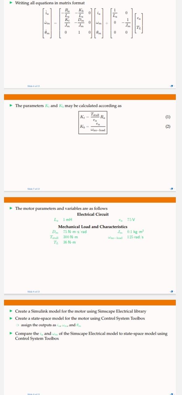 Solved State Space Modeling And Simulation Of Dc Motors 6