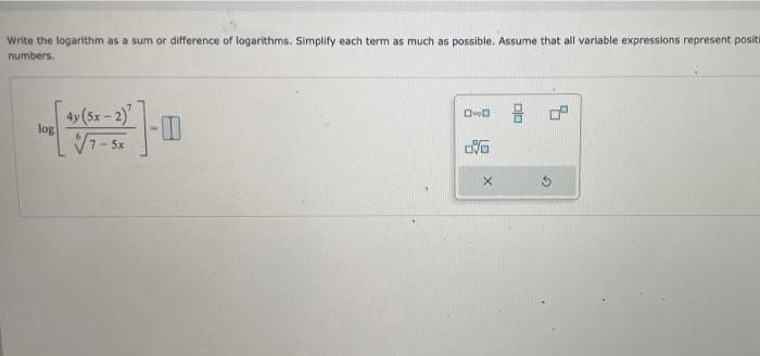 Solved Write the logarithm as a sum or difference of | Chegg.com