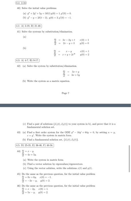 Solved 40) Solve the initial value probleme: (a) | Chegg.com