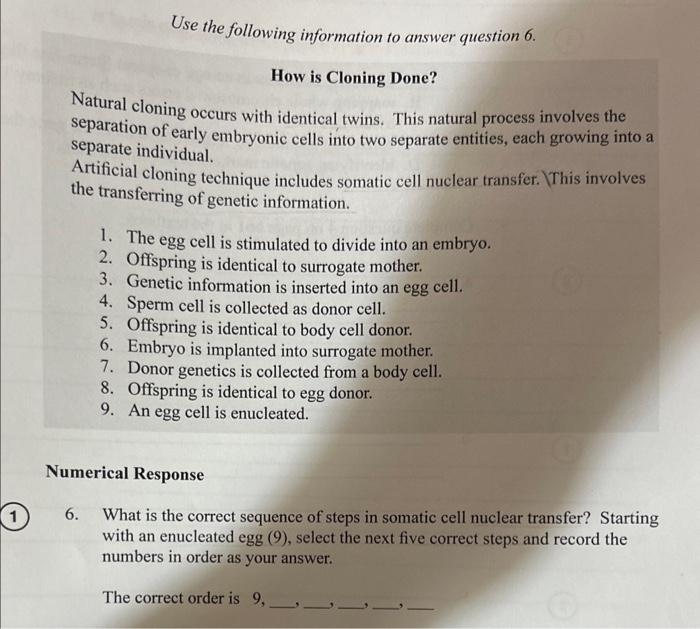 Solved How is Cloning Done? Natural cloning occurs with | Chegg.com