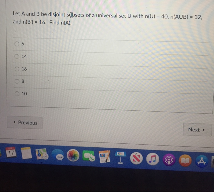 Solved Let A and B be disjoint subsets of a universal set U | Chegg.com