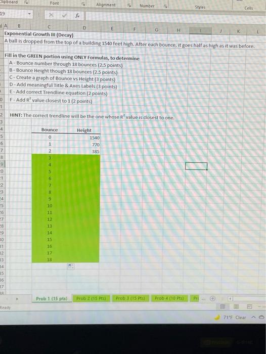 Solved Clipboard Font Alignment Number Styles Cells 19 > B | Chegg.com
