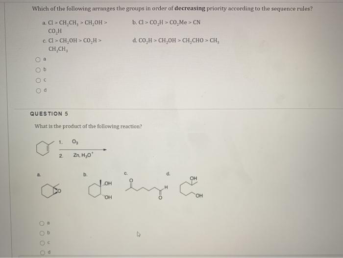 Solved Which of the following arranges the groups in order | Chegg.com