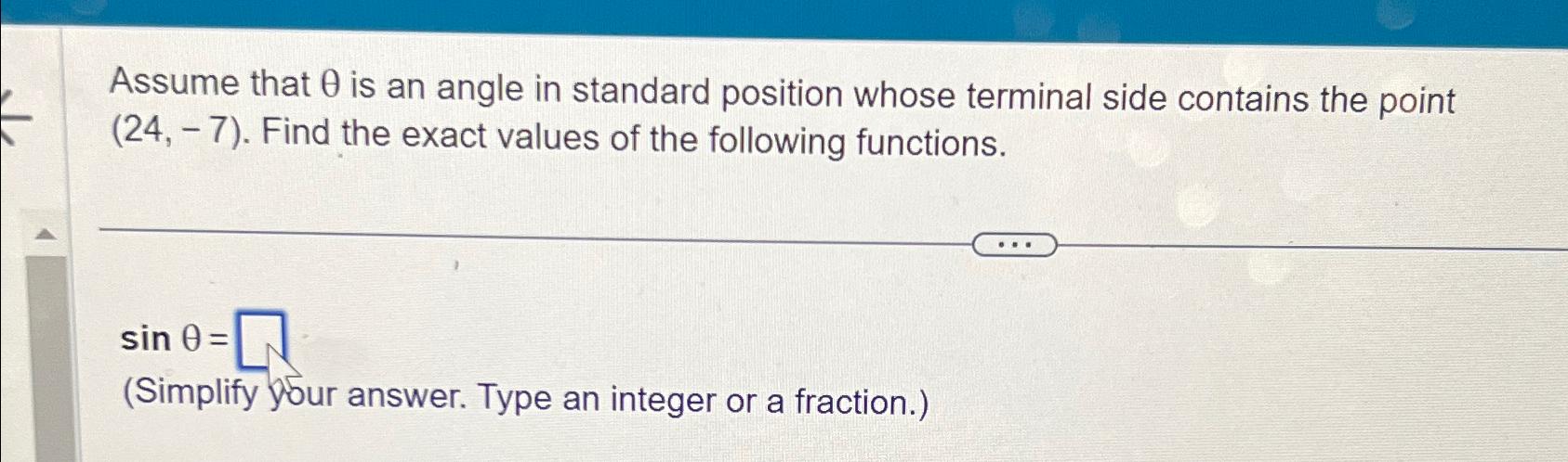 Solved Assume that θ ﻿is an angle in standard position whose | Chegg.com