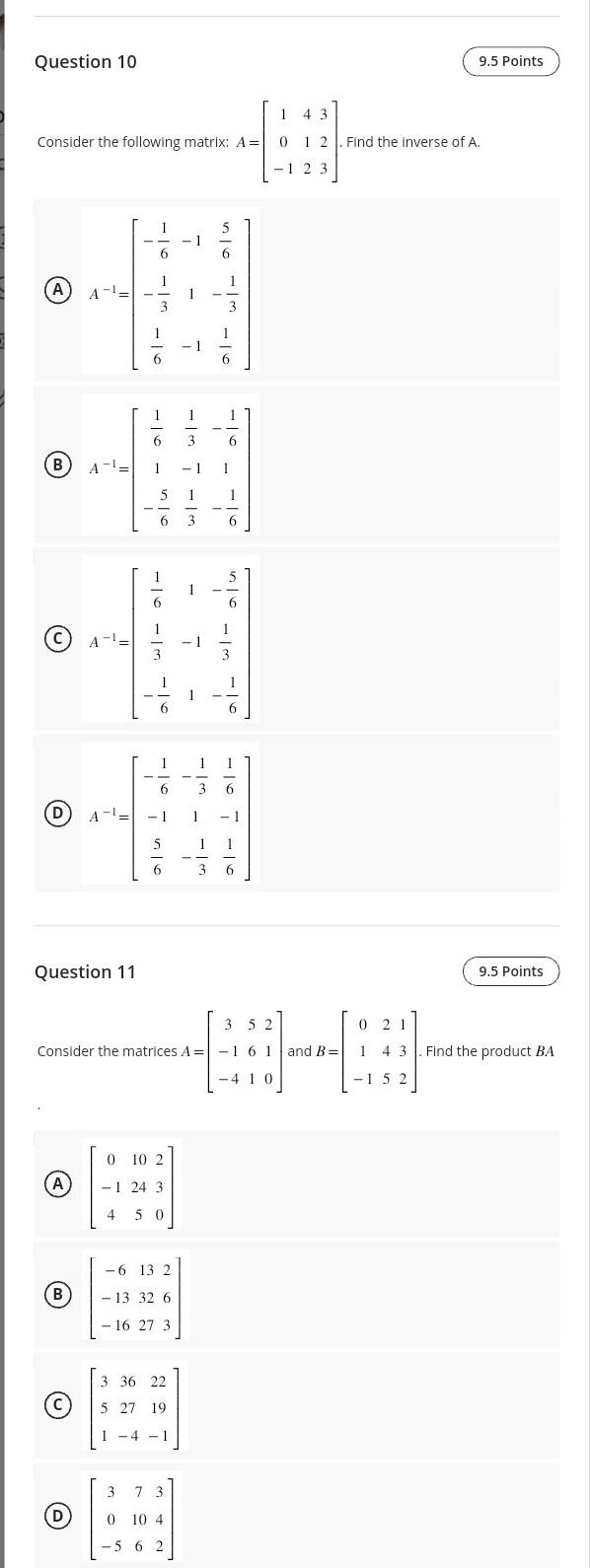 Solved Consider the following matrix: A=⎣⎡10−1412323⎦⎤. Find | Chegg.com