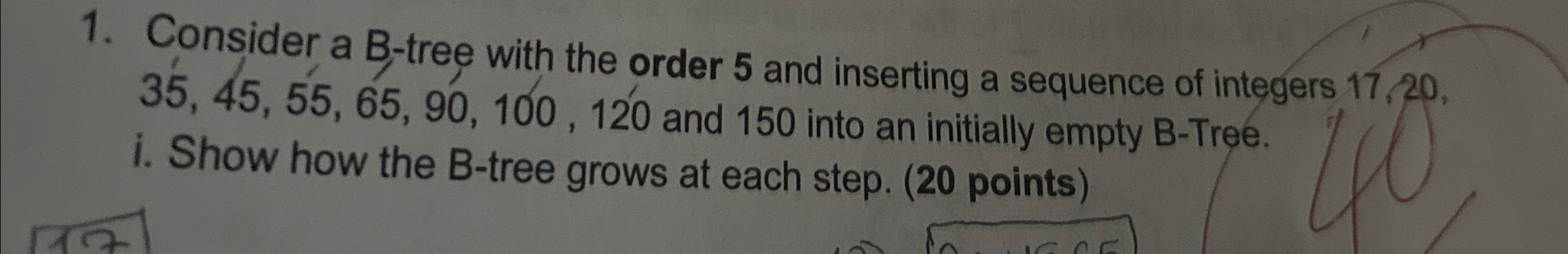 Solved Consider a B-tree with the order 5 ﻿and inserting a | Chegg.com