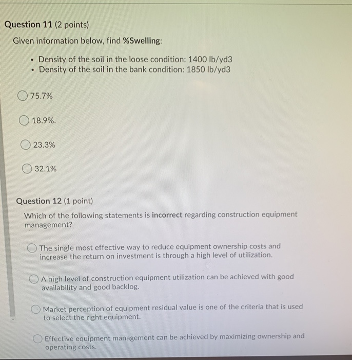 Solved Question 11 (2 points) Given information below, find | Chegg.com