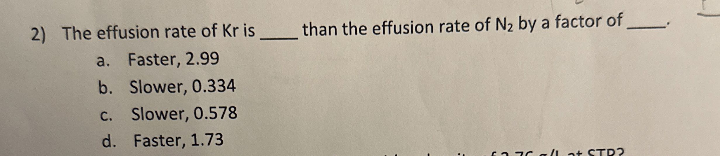 Solved The effusion rate of Kr is q, ﻿than the effusion rate | Chegg.com