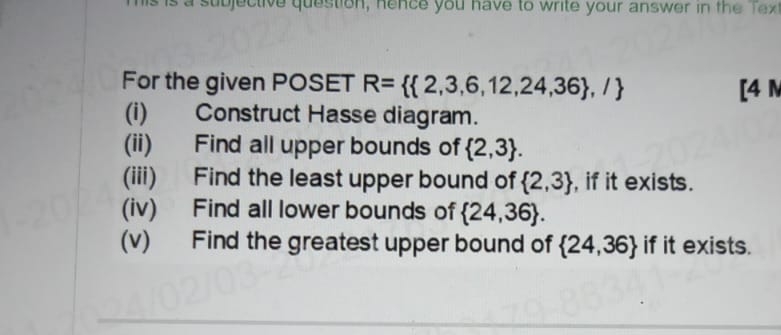 Solved For the given POSET (i) ﻿Construct Hasse | Chegg.com