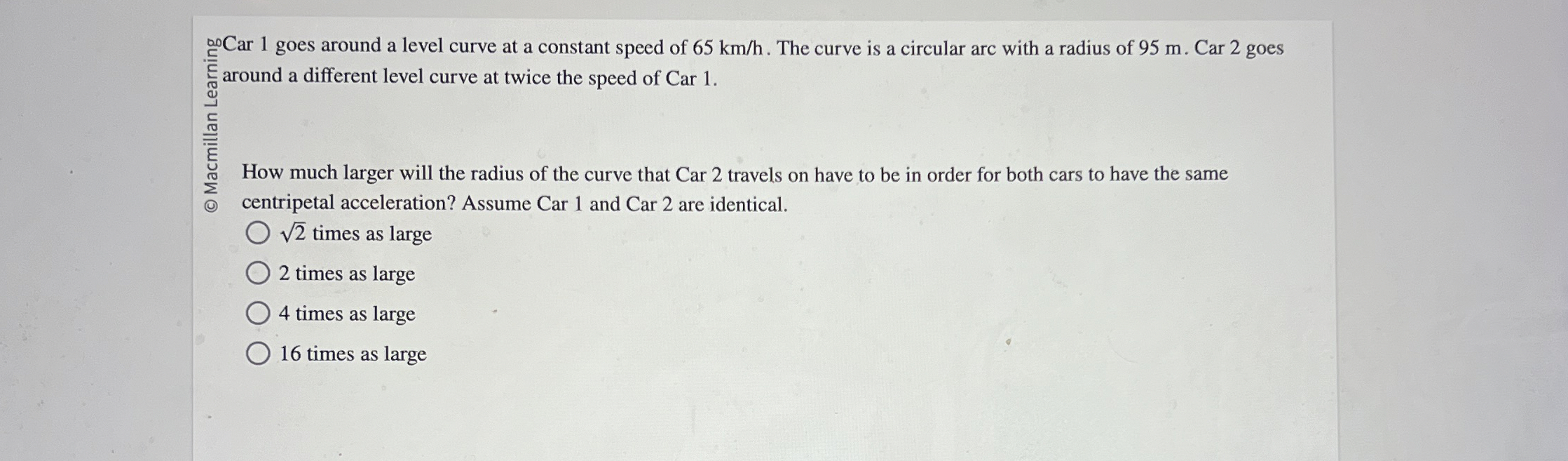 Solved ?.00Car1 ﻿goes around a level curve at a constant | Chegg.com