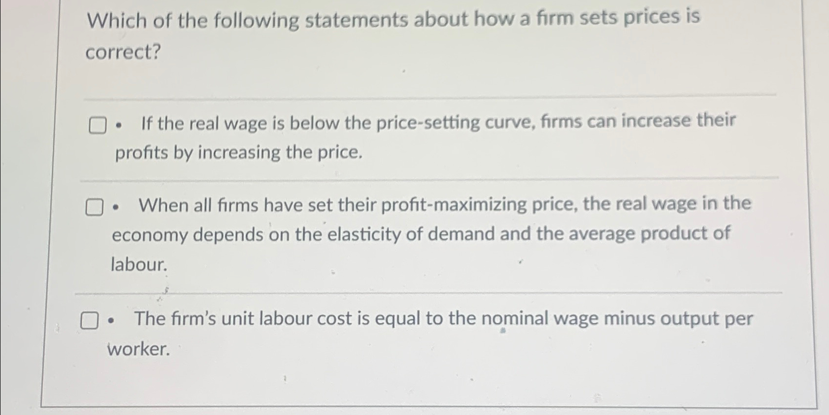 Solved Which of the following statements about how a firm | Chegg.com