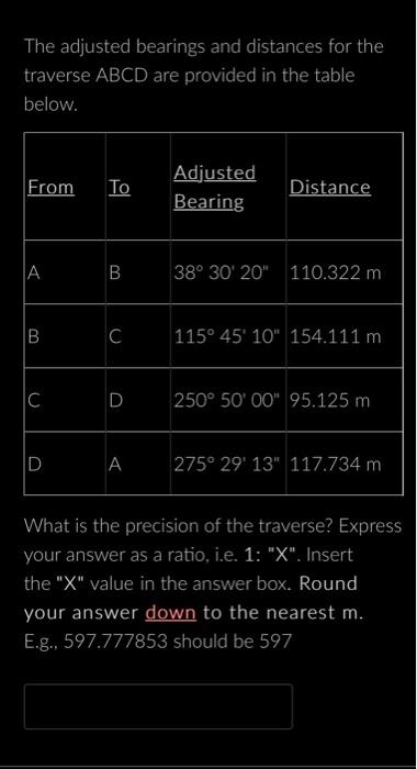 Solved The adjusted bearings and distances for the traverse | Chegg.com