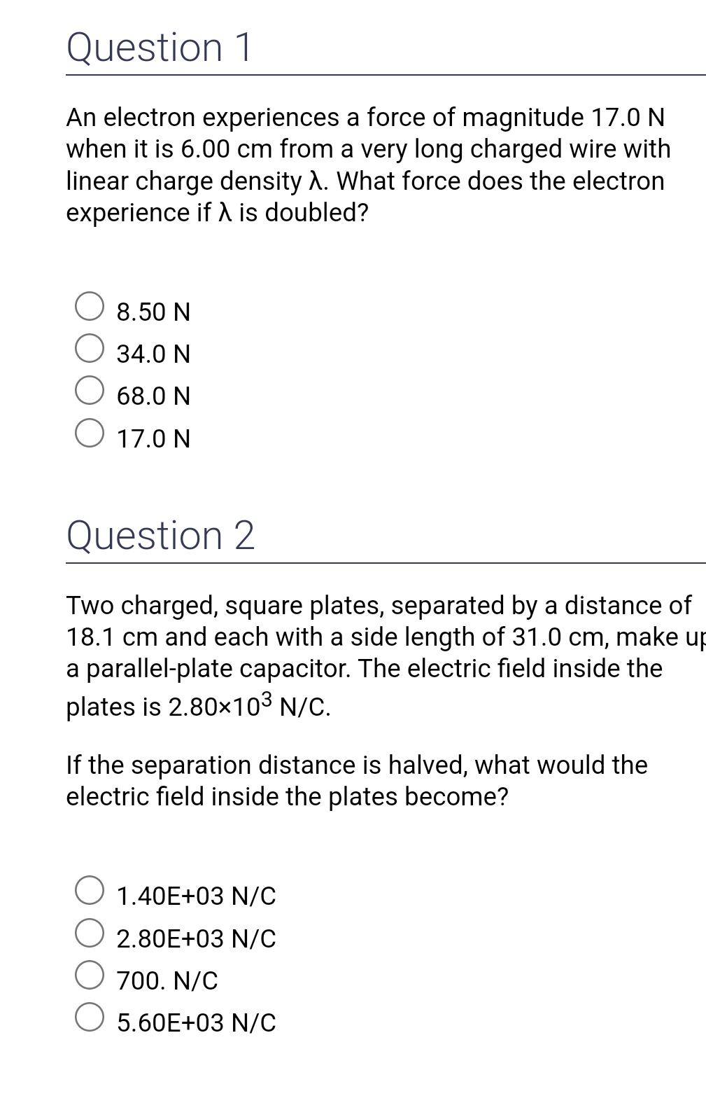 Solved An Electron Experiences A Force Of Magnitude 17 0 N