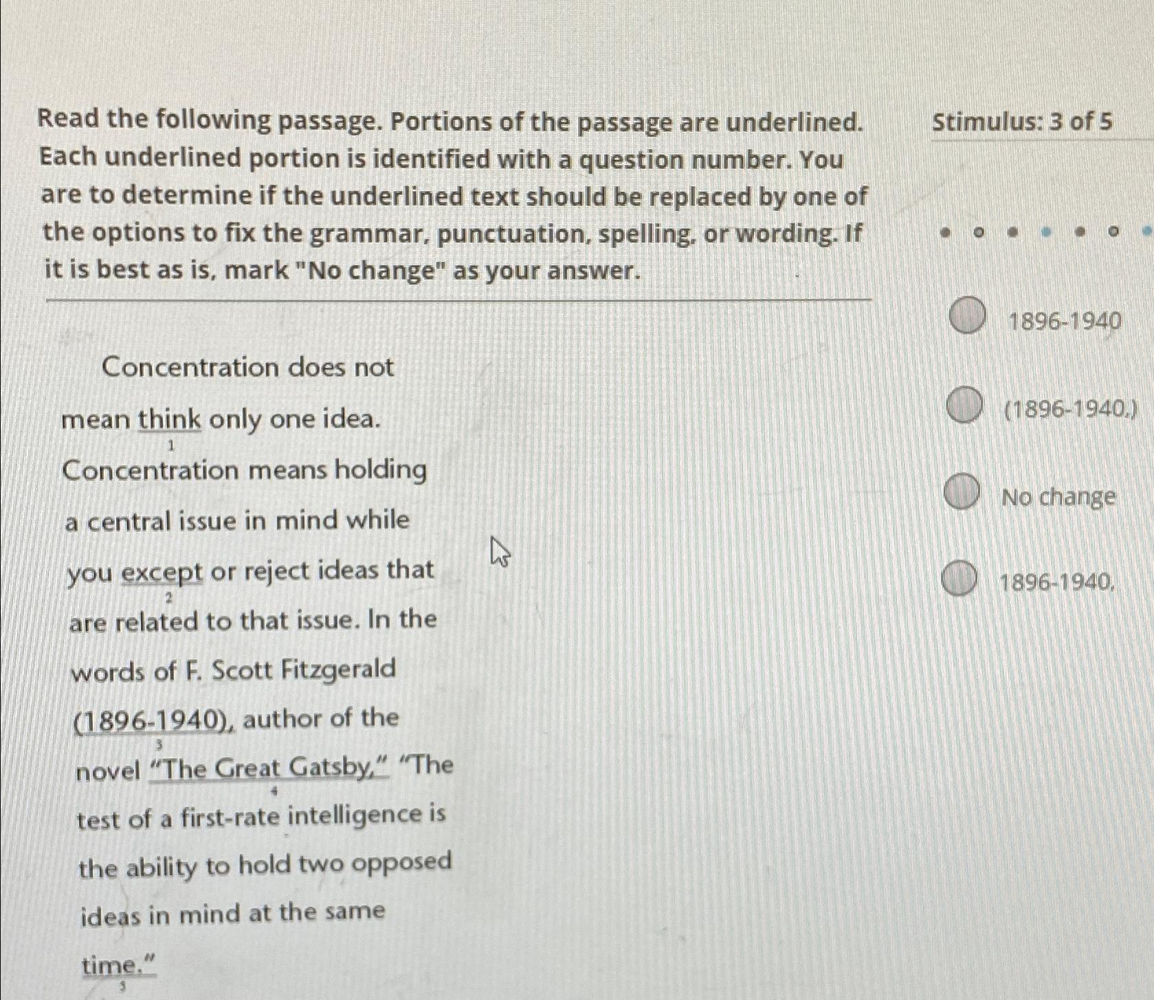 Solved Read the following passage. Portions of the passage | Chegg.com