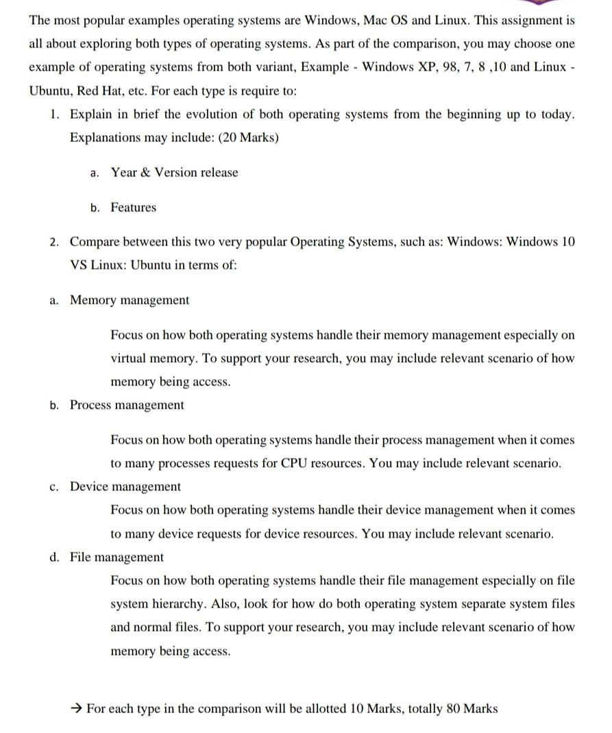 Solved The most popular examples operating systems are | Chegg.com