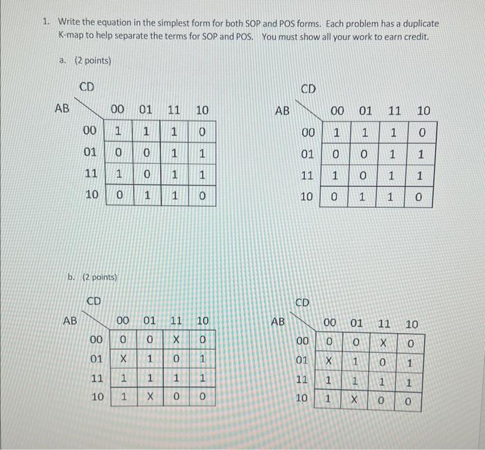 1. Write the equation in the simplest form for both | Chegg.com