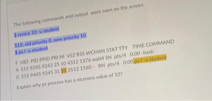 Solved The following commands and output were seen on the | Chegg.com