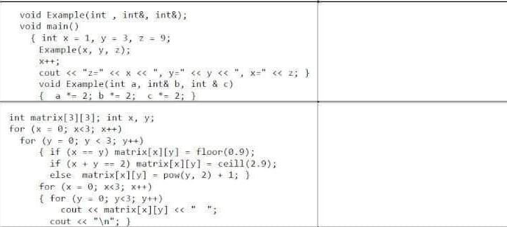 Solved void Example(int , int&, int&); void main() { int x = | Chegg.com