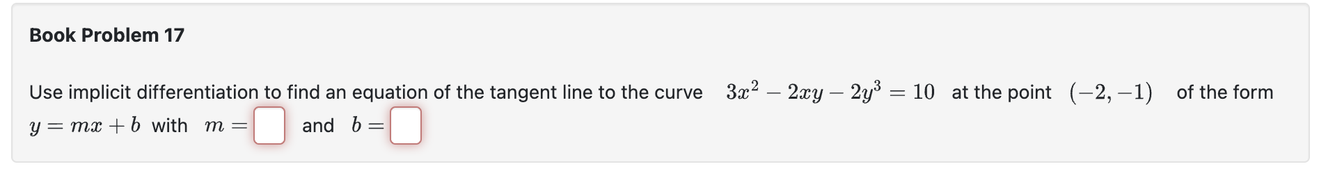 Solved Book Problem 17Use implicit differentiation to find | Chegg.com