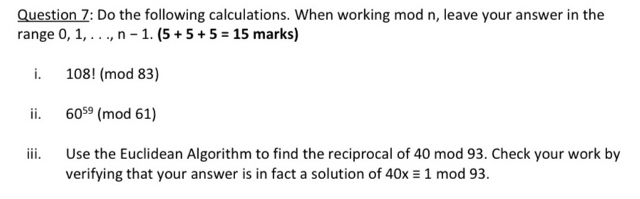 Solved Question 7: Do the following calculations. When | Chegg.com