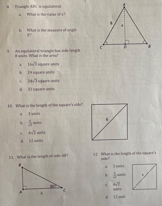 Solved 8 Triangle Abc Is Equilateral A What Is The Value