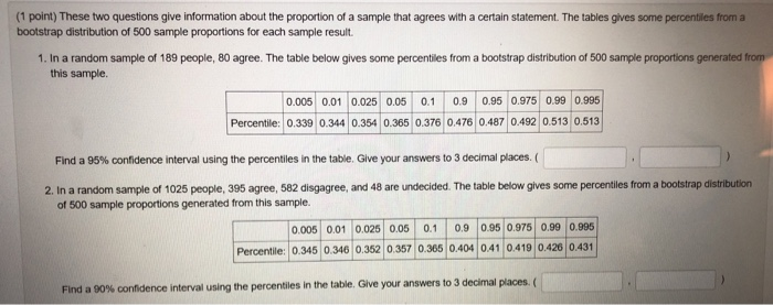 Solved (1 point) These two questions give information about | Chegg.com