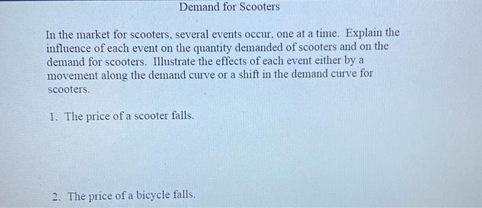 Solved Demand for Scooters In the market for scooters, | Chegg.com