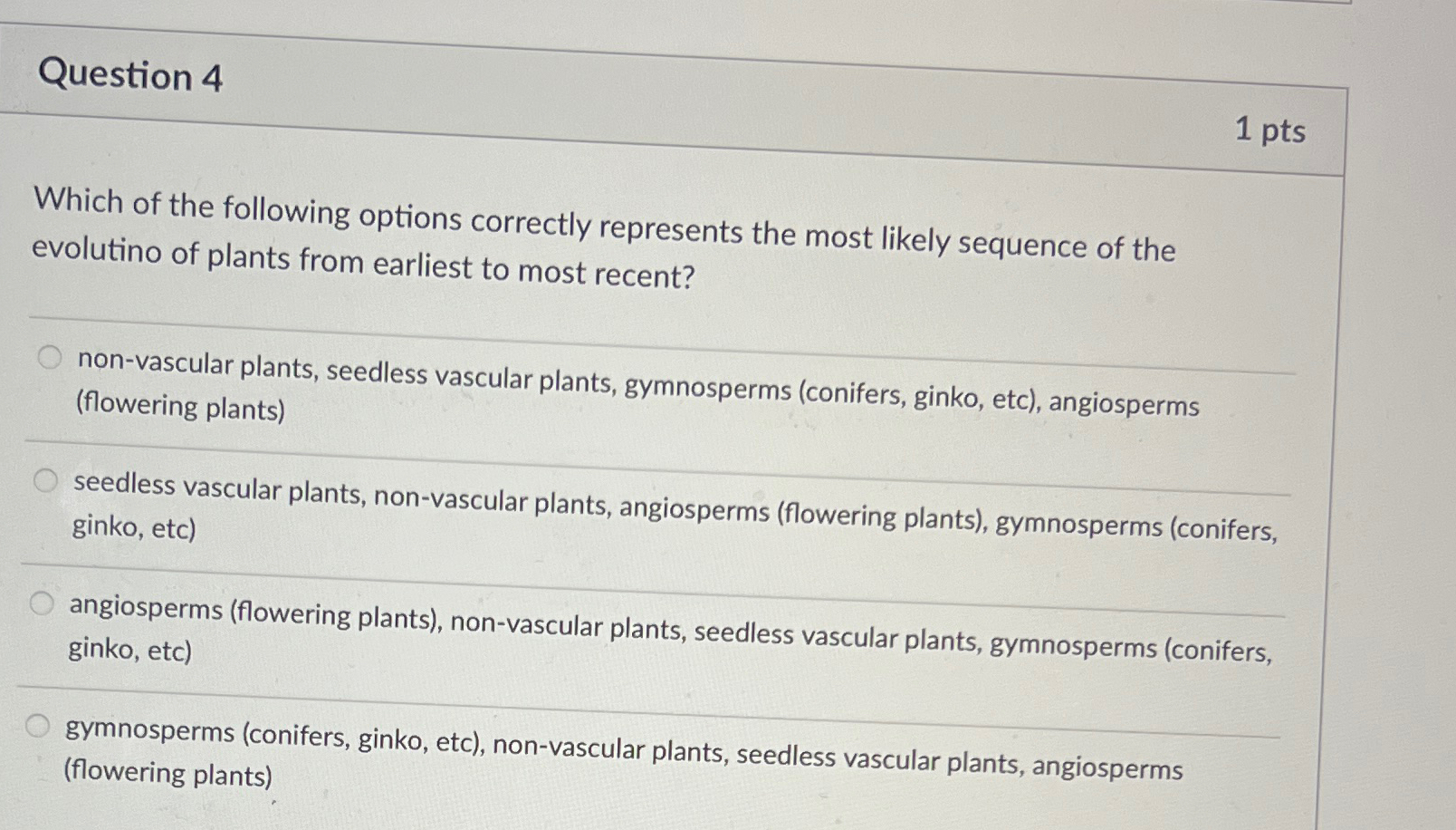 Solved Question 41 ﻿ptsWhich of the following options | Chegg.com