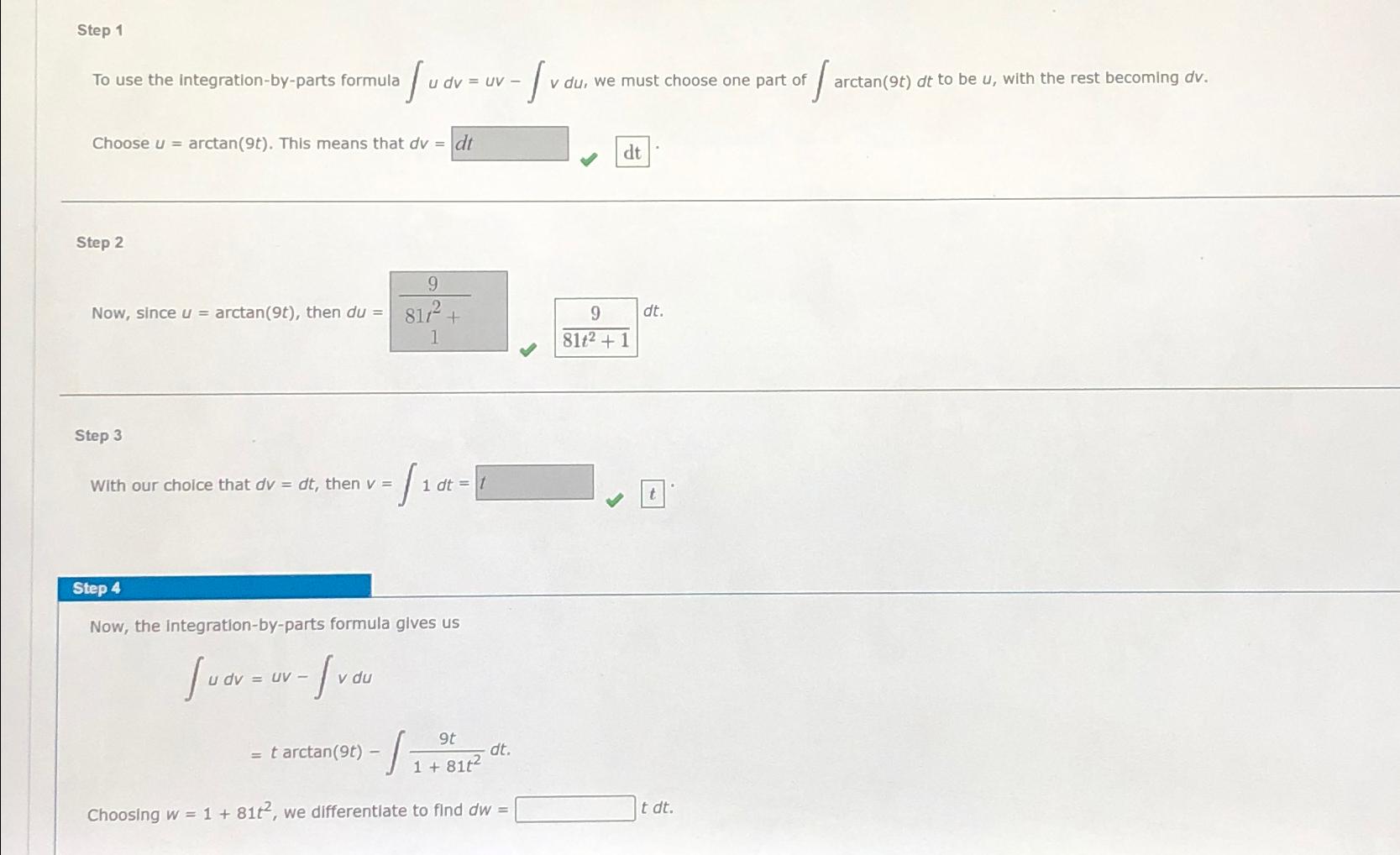 Solved Step 1To use the integration-by-parts formula | Chegg.com