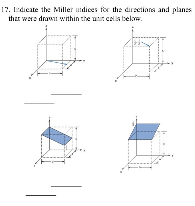 Solved 17. Indicate the Miller indices for the directions | Chegg.com