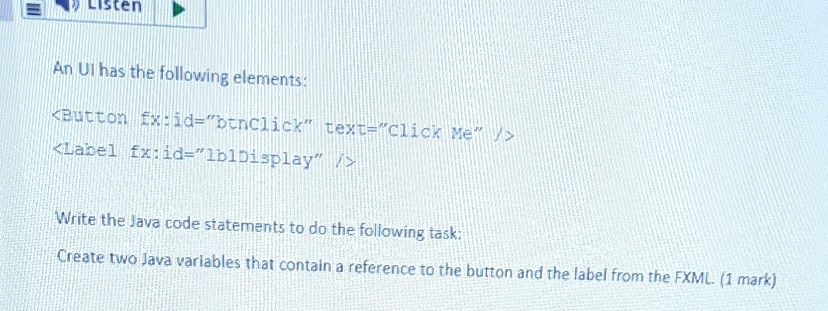 Solved An Ul has the following elements: Write the | Chegg.com