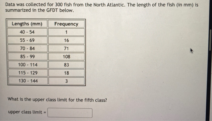 Solved Data was collected for 300 fish from the North | Chegg.com