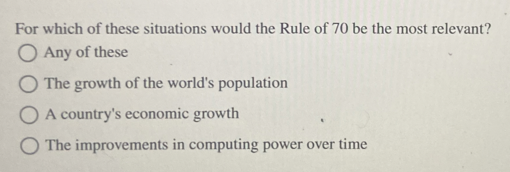 Solved The Rule of 70 ﻿is an easy way to estimate how long | Chegg.com