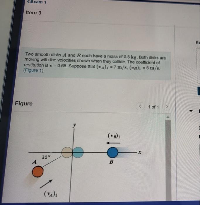 Solved Two smooth disks A and B each have a mass of 0.5 kg. | Chegg.com